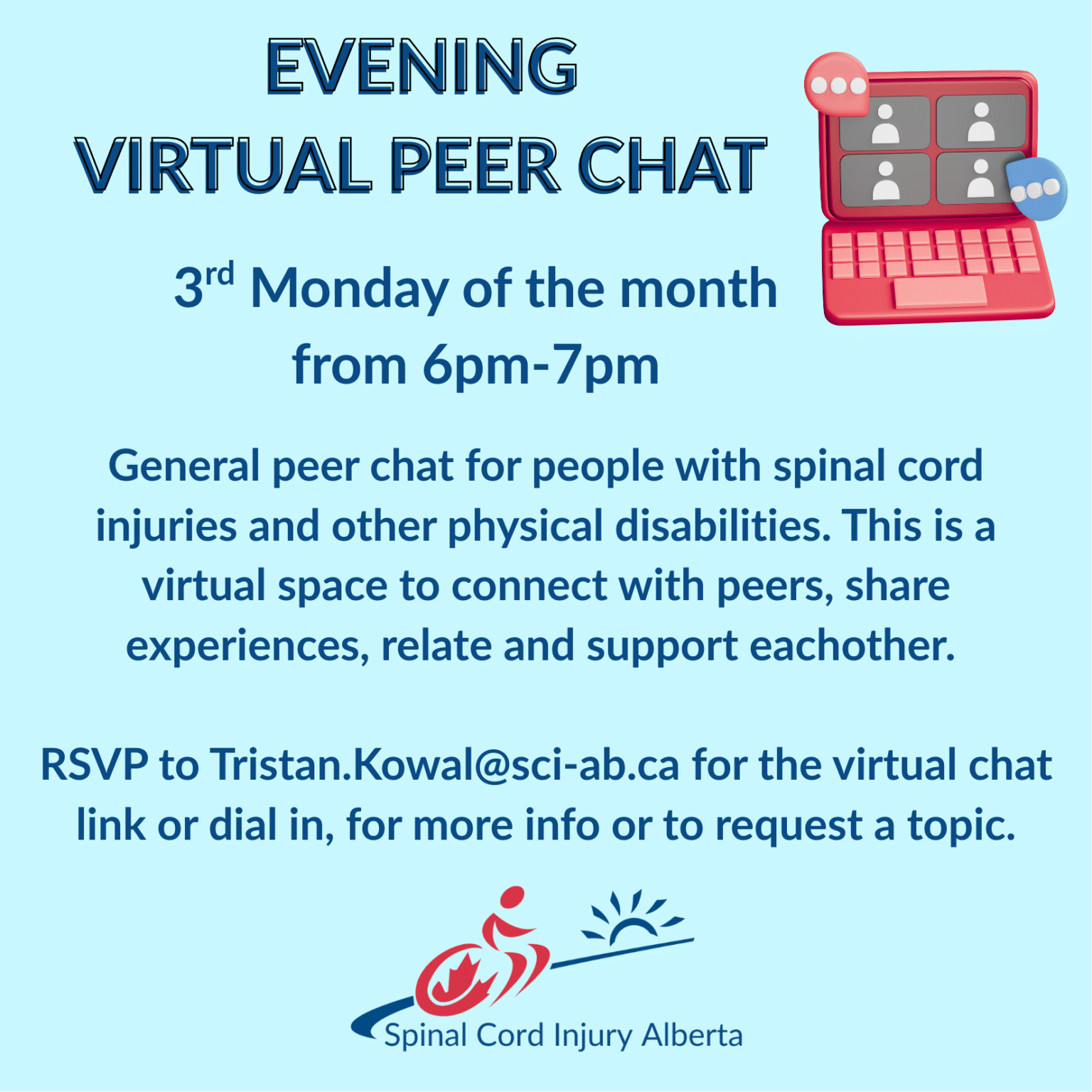 Evening Virtual Peer Chat – SCI Alberta